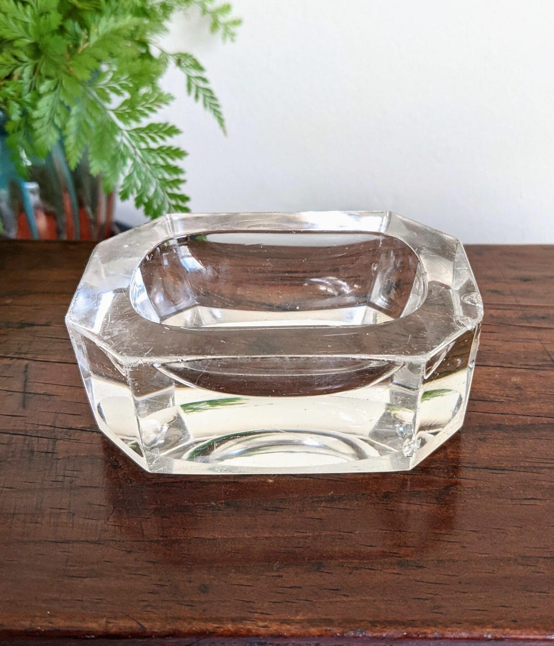 Antique Crystal Salt Cellar Thick Wall Heavy Glass Salt Dish Victorian ...