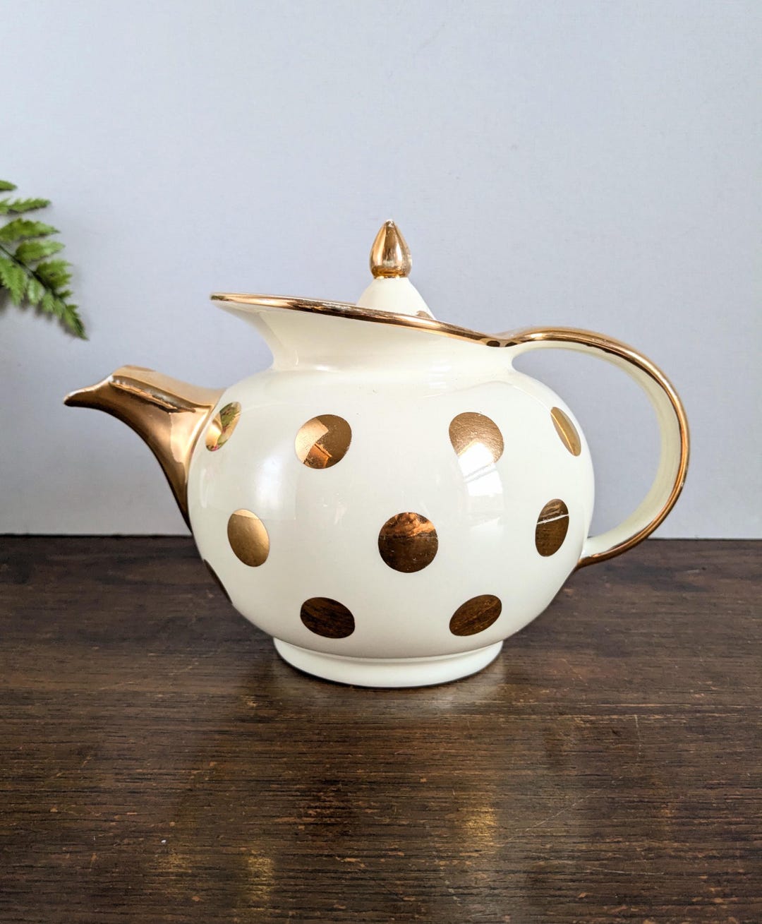 Hall Gold Dots Teapot Windshield 0698 Gold Label Polka Dots Kitchenware ...