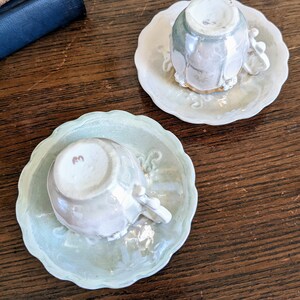 Antique Lustreware Gold Demitasse Cup Saucer Set of Two Flower Shaped ...
