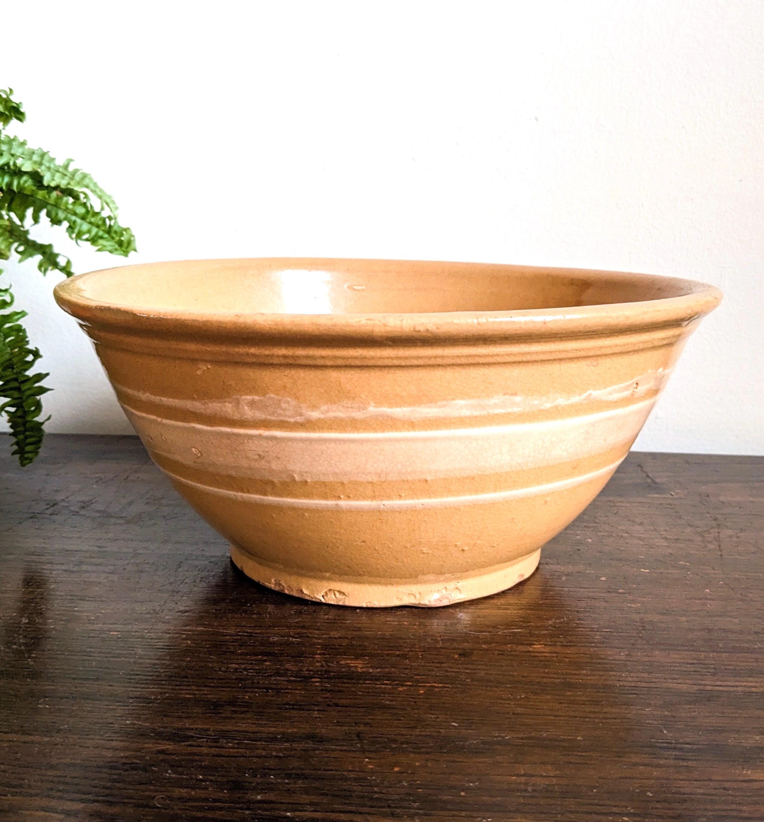 Antique Yellowware Bowl Farmhouse 11 Inch Mixing Bowl Yellow Ware ...