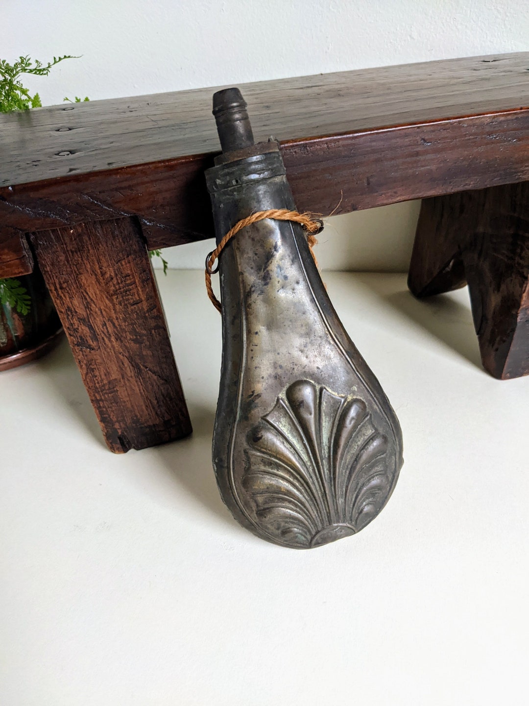 Antique Brass Gun Powder Flask Scallop or Fountain Embossing - Etsy