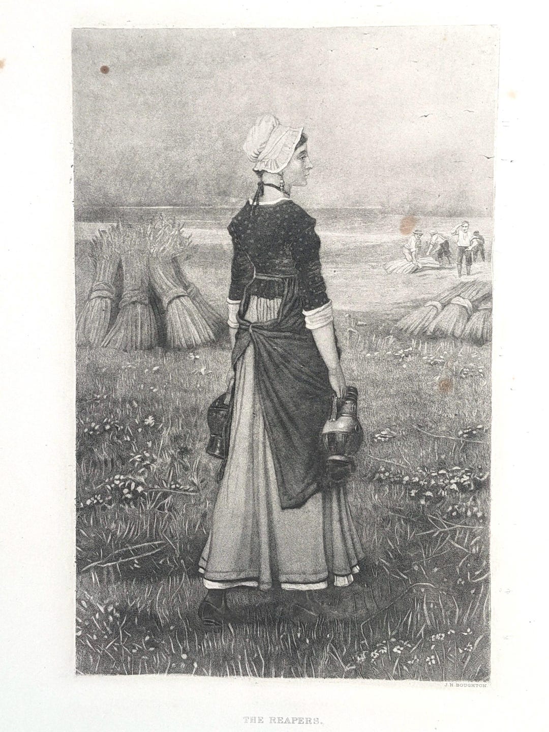 Farm Girl Art Antique Print 1880s Photogravure Realism Genre the ...