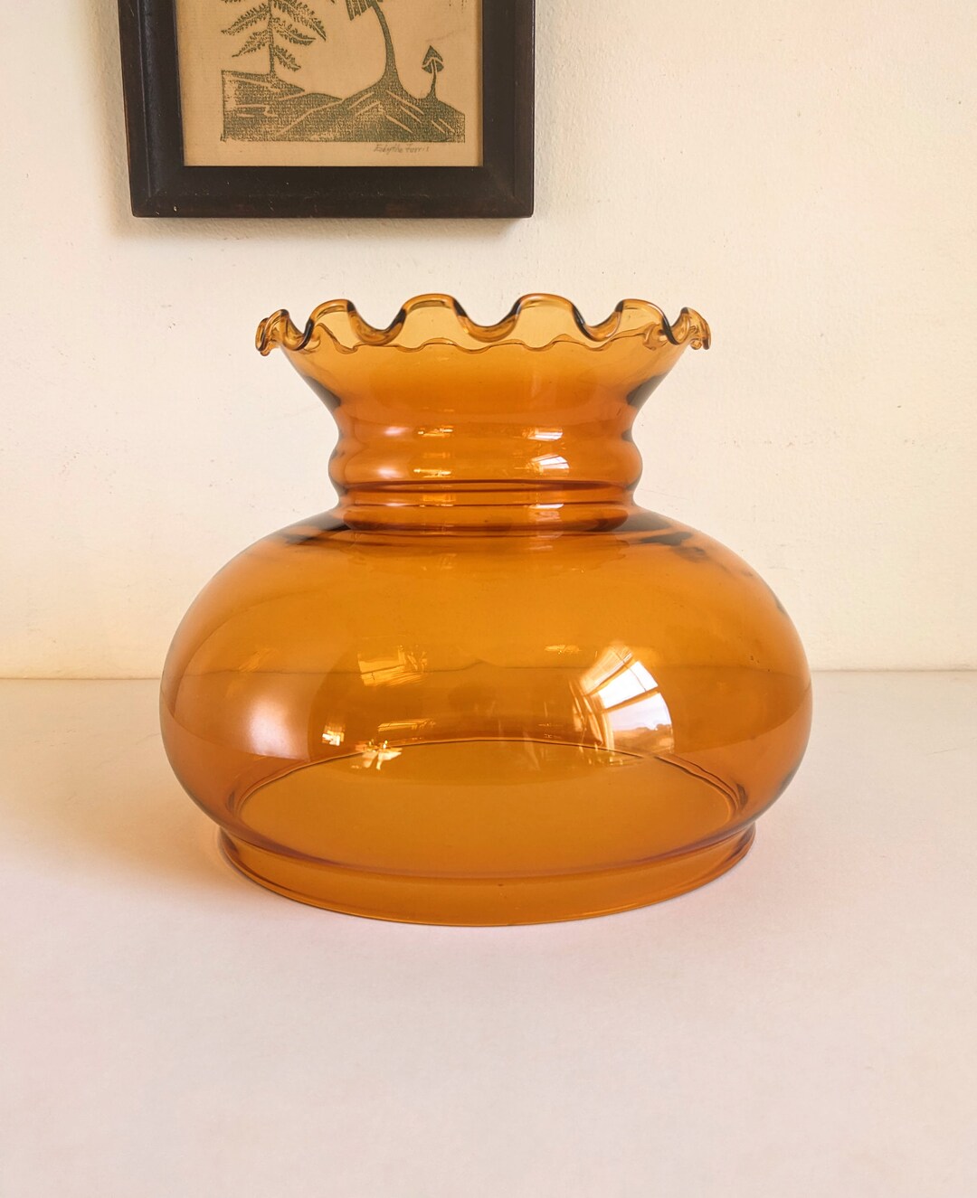 Clear Amber Glass Student Shade Ruffled Top 6.5 Fitter - Etsy