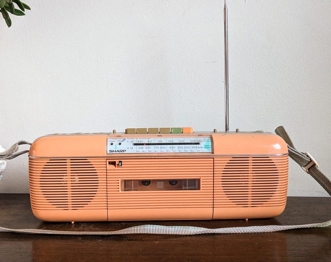 Sharp QT-50 Portable Radio Cassette Player Peach 1986 Stranger Things ...