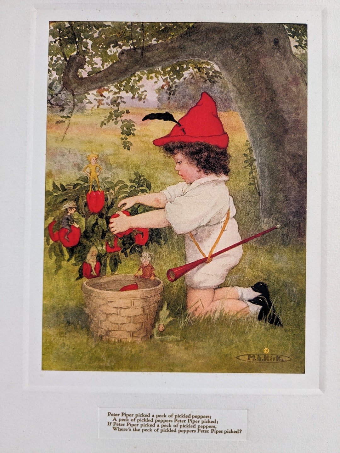 Antique Childrens Book Illustration ML Kirk Nursery Rhyme Peter Piper ...