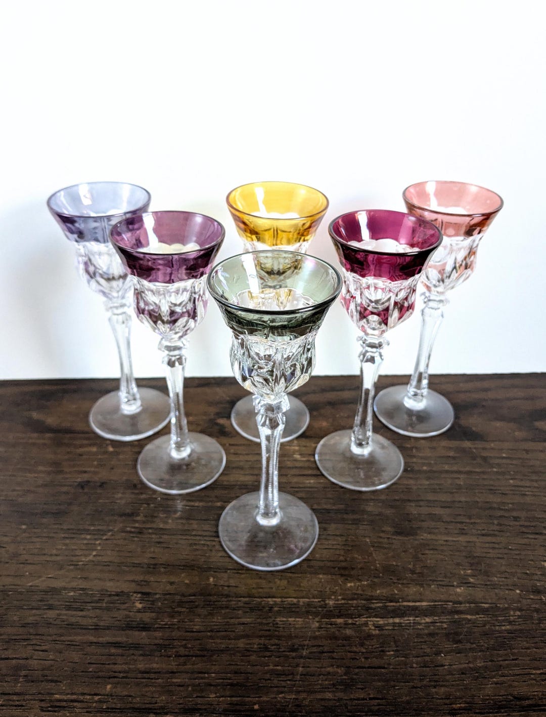 Lippert Crystal Glass Cordial Set of 6 Colored Crystal Bavarian West ...