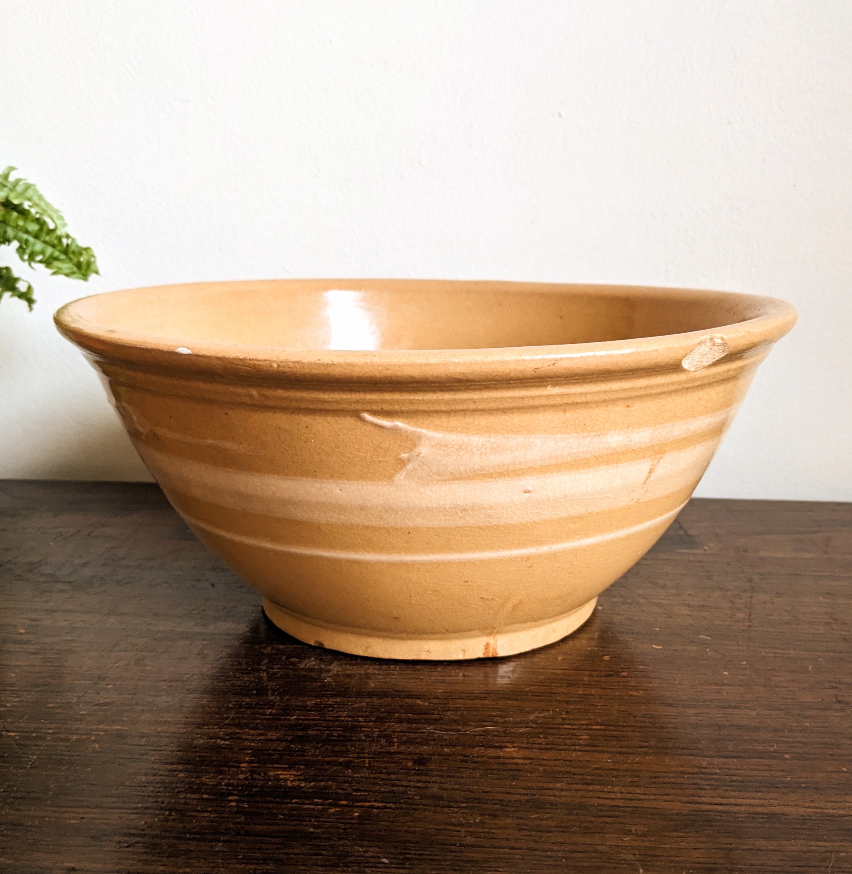 Antique Yellowware Bowl Farmhouse 11 Inch Mixing Bowl Yellow Ware ...