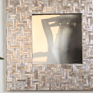 Capiz Shell Wall Mirror Square Warm White Beige Pearlescent Finish ...