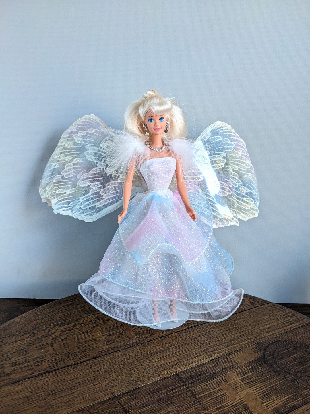 90s Barbie Angel Princess With Wings Stand 1996 - Etsy