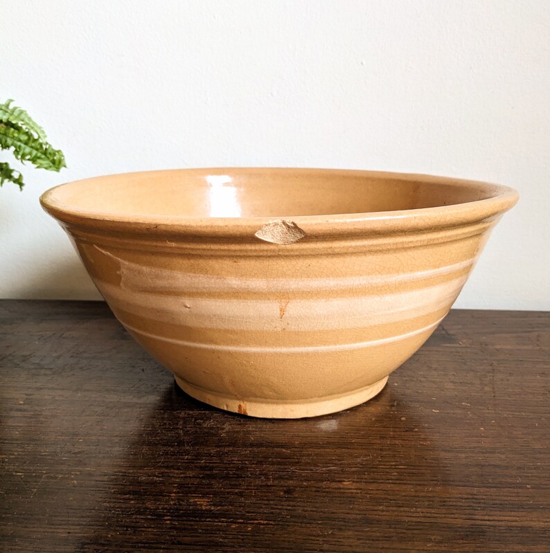 Antique Yellowware Bowl Farmhouse 11 Inch Mixing Bowl Yellow Ware ...