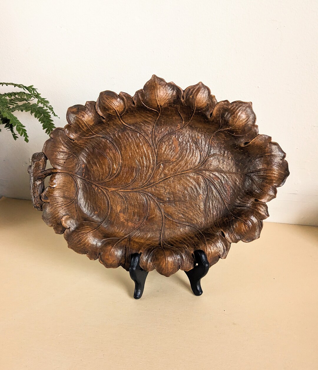 Syroco Wood Leaf Shaped Tray Rustic Cabin Kitchen Woodland Decor - Etsy