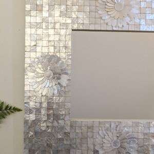 Capiz Shell Wall Mirror Square Warm White Beige Pearlescent Finish ...
