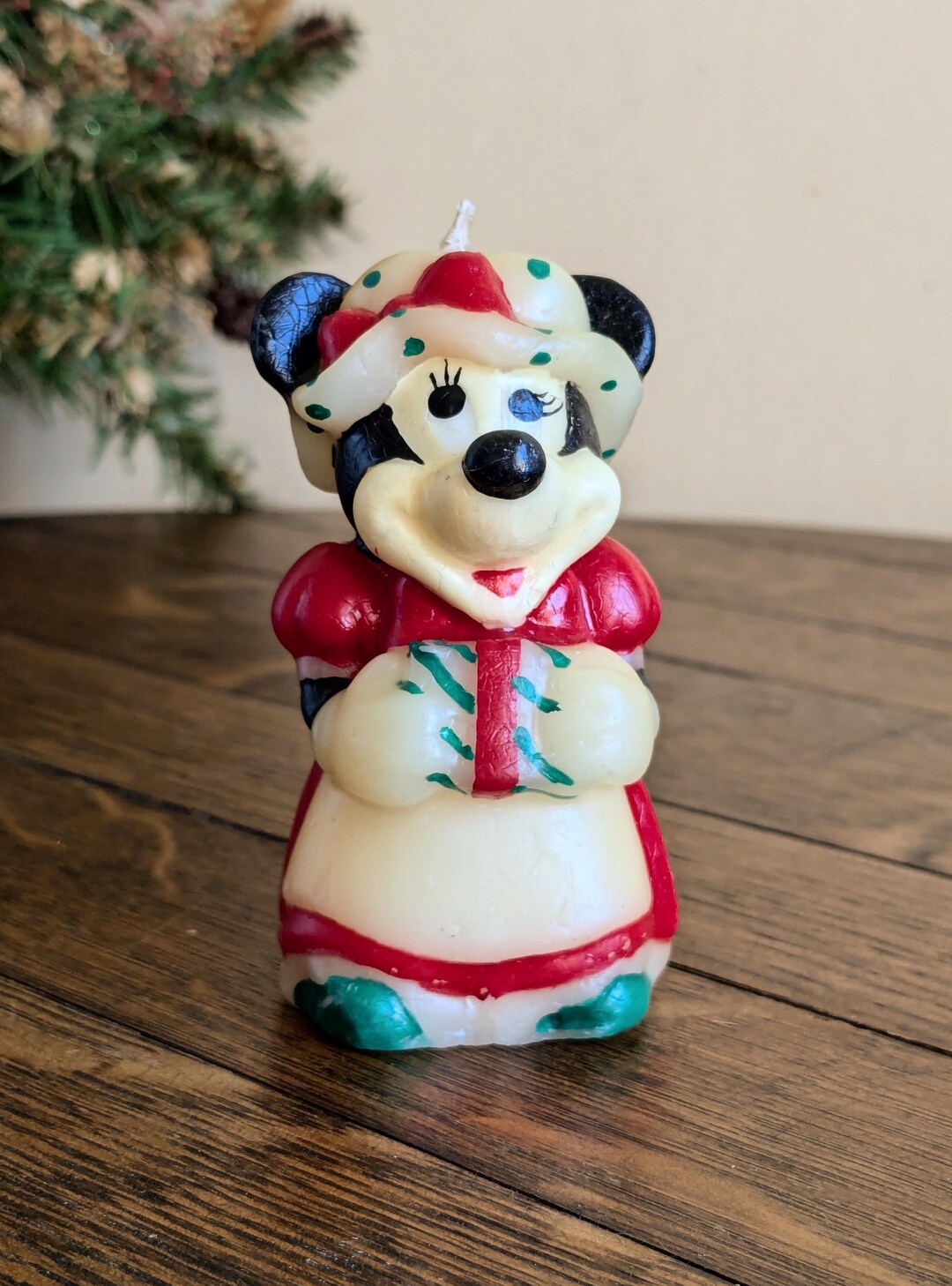 60s Minnie Mouse Candle Vintage Disney Red Green Christmas Holiday ...