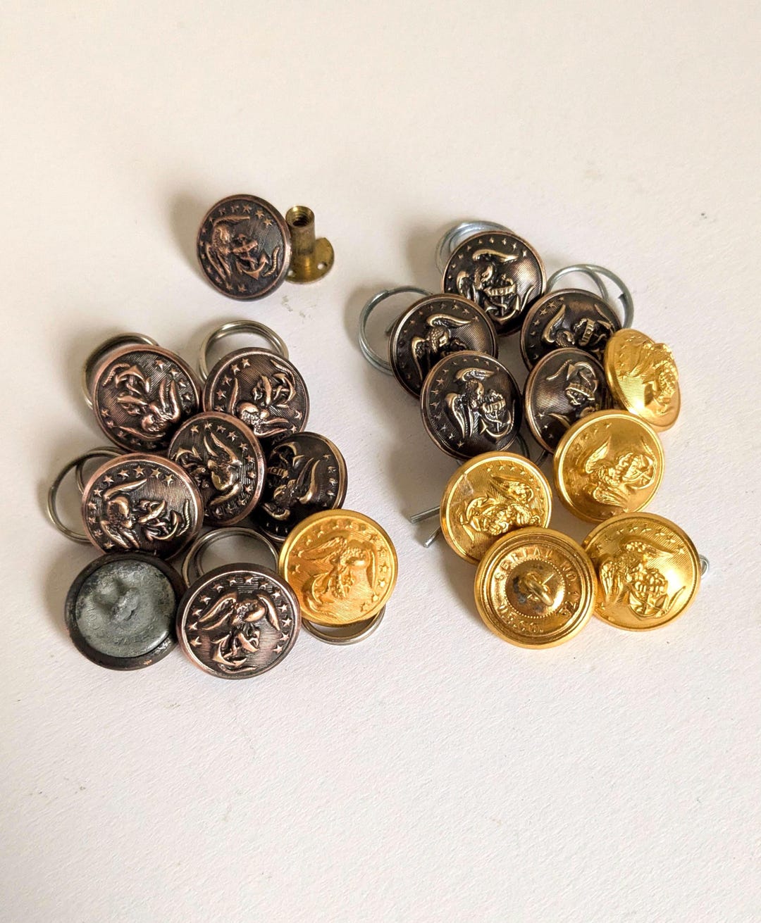 Military Button US Marine Corps USMC Brass Eagle Anchor 13 Stars Serial ...
