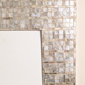 Capiz Shell Wall Mirror Square Geometric Warm White Beige Pearlescent ...