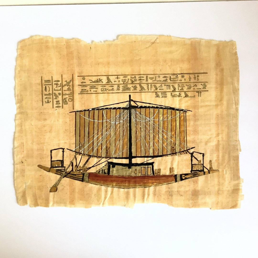 Egyptian Papyrus Boat Painting Tutankhamen Royal Ship Ancient - Etsy