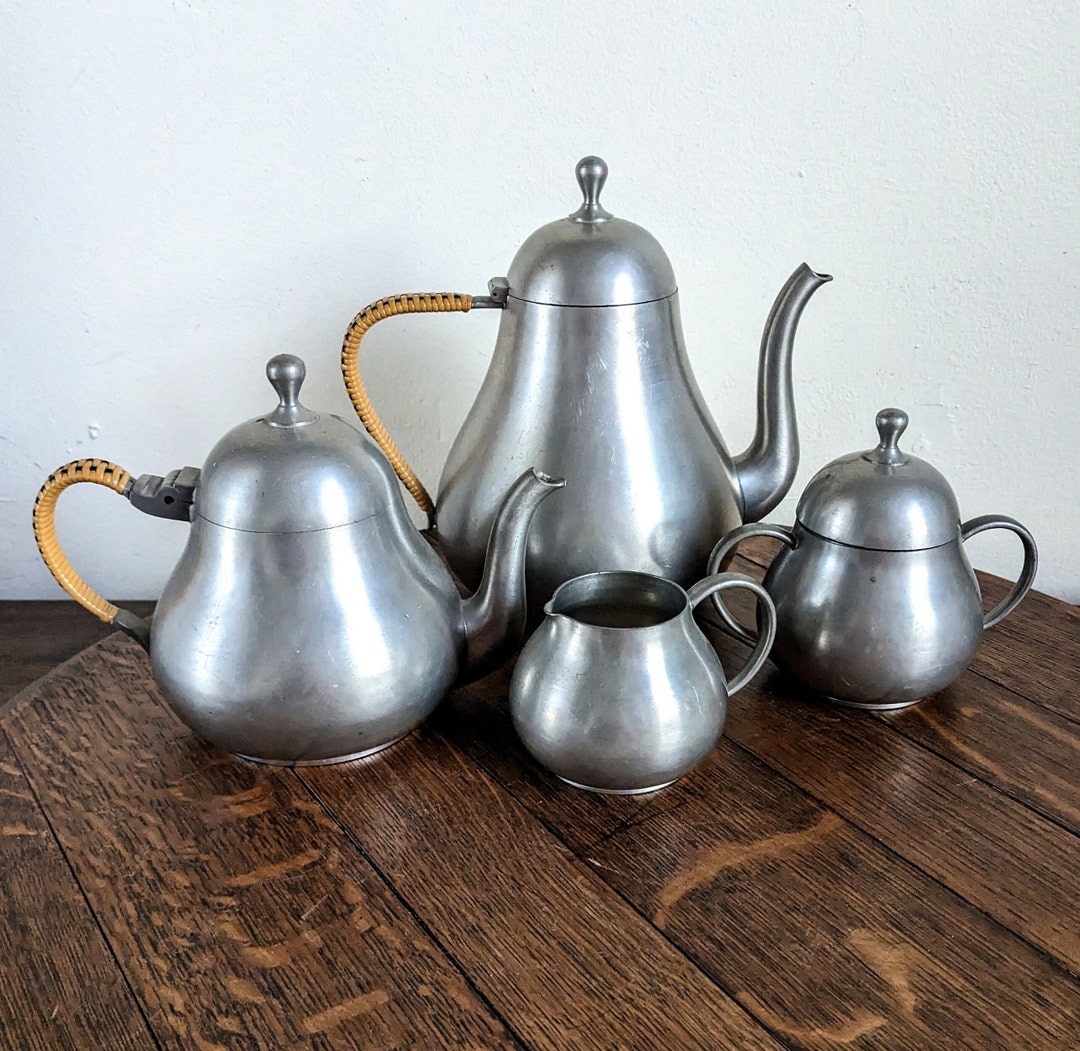 Danish Modern Tea Coffee Set MCM Pewter Meeuws & Zoon Den Haag Coffee ...