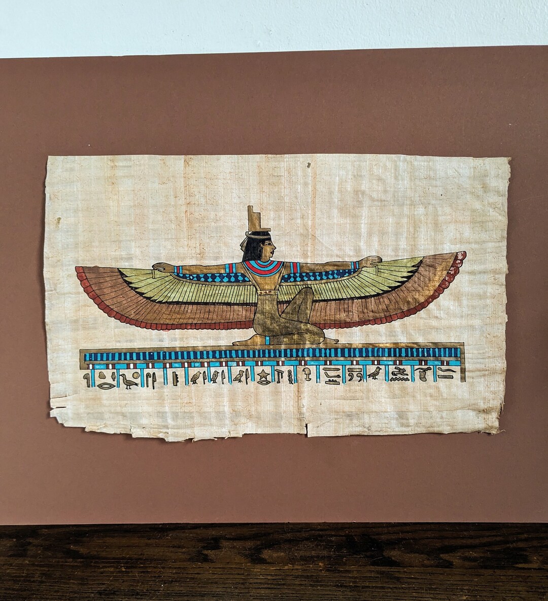 Egyptian Papyrus Painting Winged Isis Art - Etsy