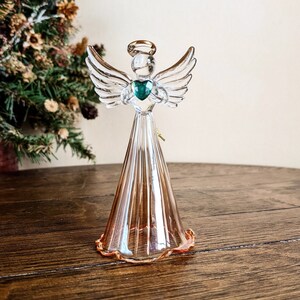 Blown Glass Angel Ornament With Green Heart Christmas Tree - Etsy