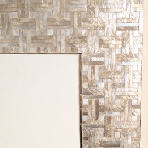 Capiz Shell Wall Mirror Square Warm White Beige Pearlescent Finish ...