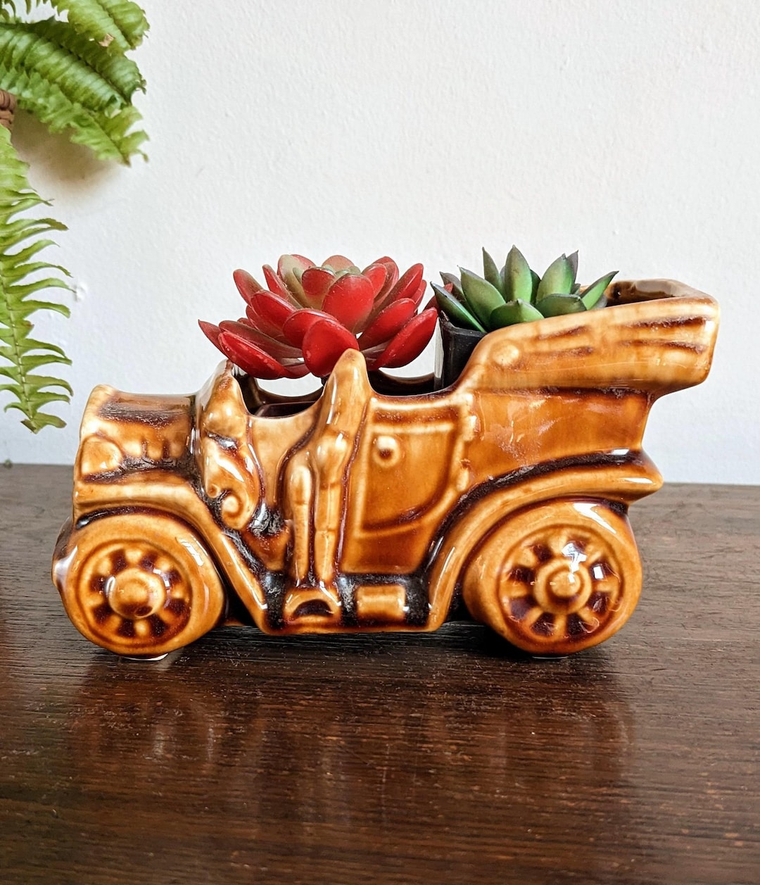 Mccoy Car Planter Amber Brown Glaze Antique Convertible Automobile ...