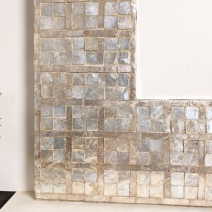 Capiz Shell Wall Mirror Square Geometric Warm White Beige Pearlescent ...