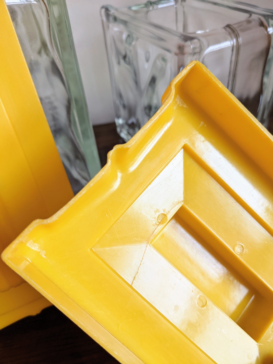 Glass Block Canister Set Yellow Lids Art Deco Modernist - Etsy