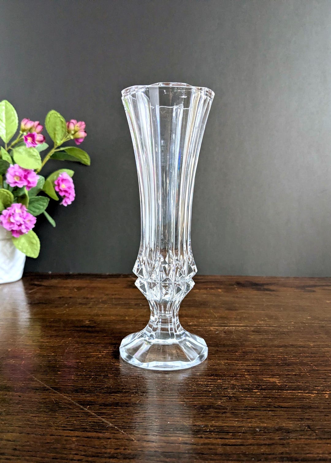 Crystal Bud Vase France Elegant Tall Pedestal Cristal D’arques Bonneval ...