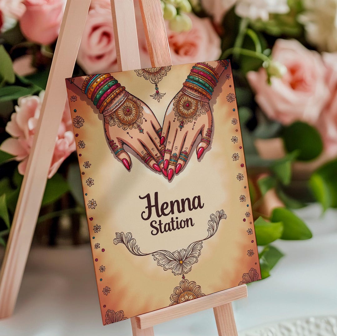 Henna Station Poster #12 Mehndi Station Table Sign | Mehndi Decor ...