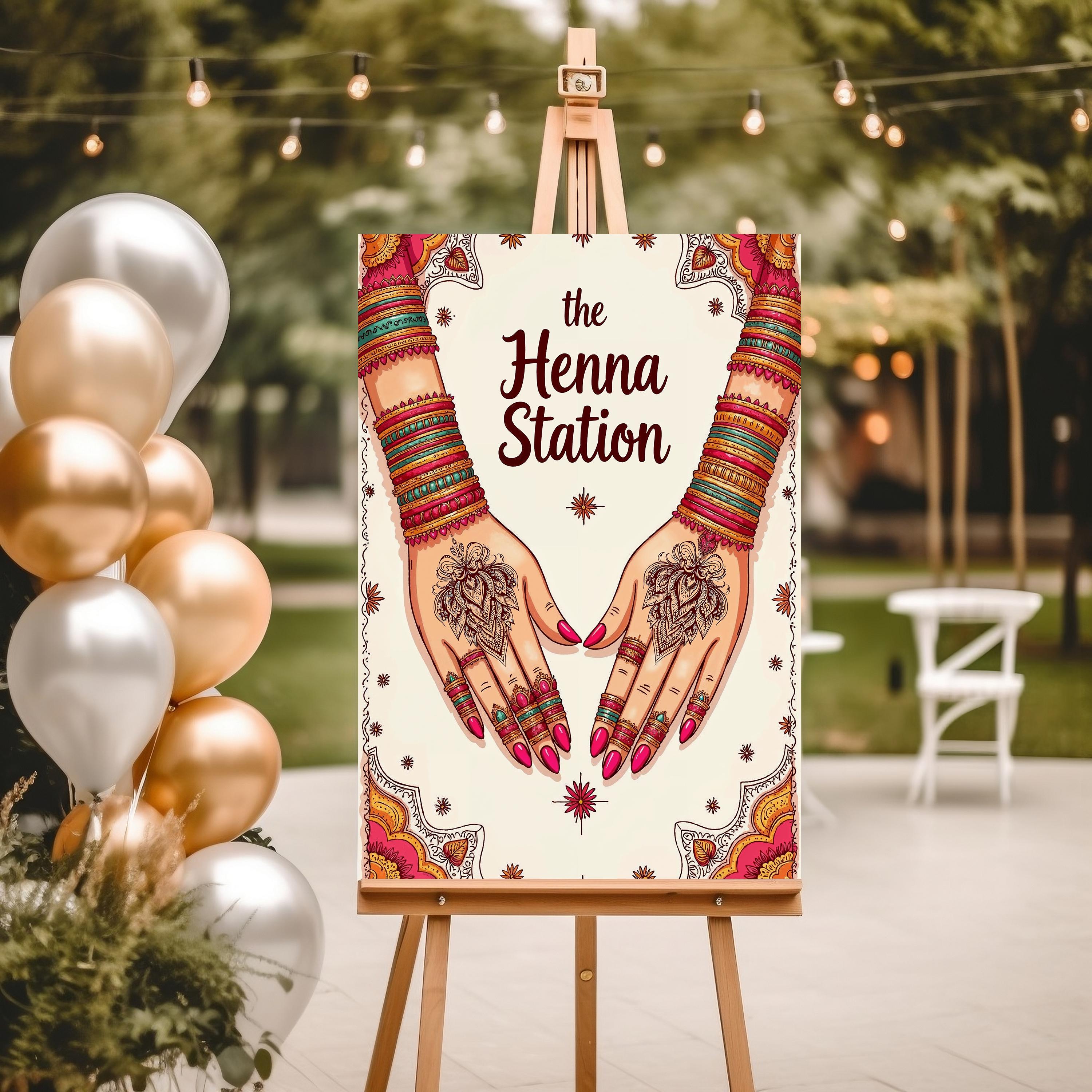 Henna Station Poster 001 Mehndi Station Table Sign | Mehndi Decor ...