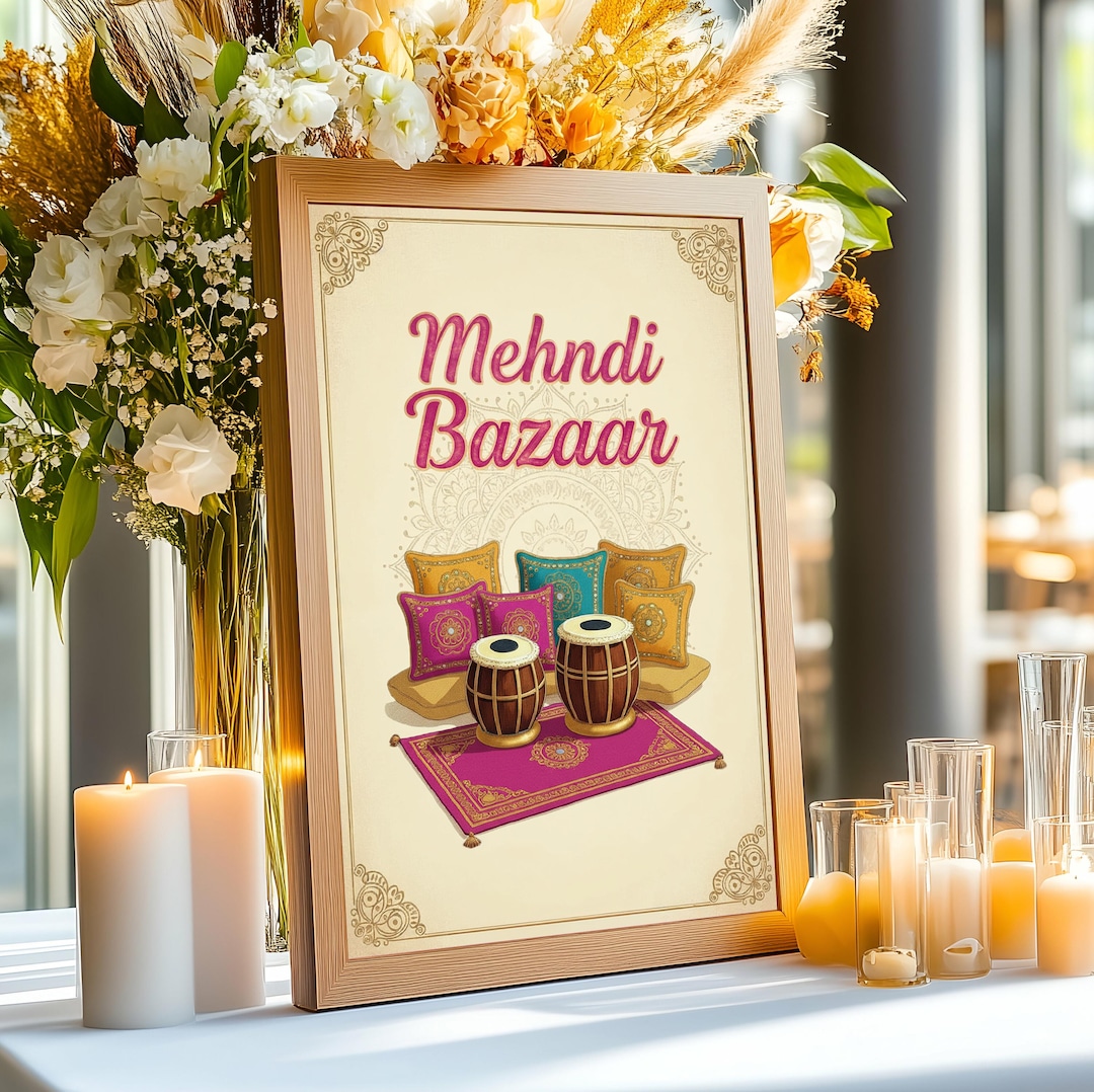 Mehndi Bazaar Sign #2 Mehndi Sign Mehndi Decor Dholki Decor Mehendi ...