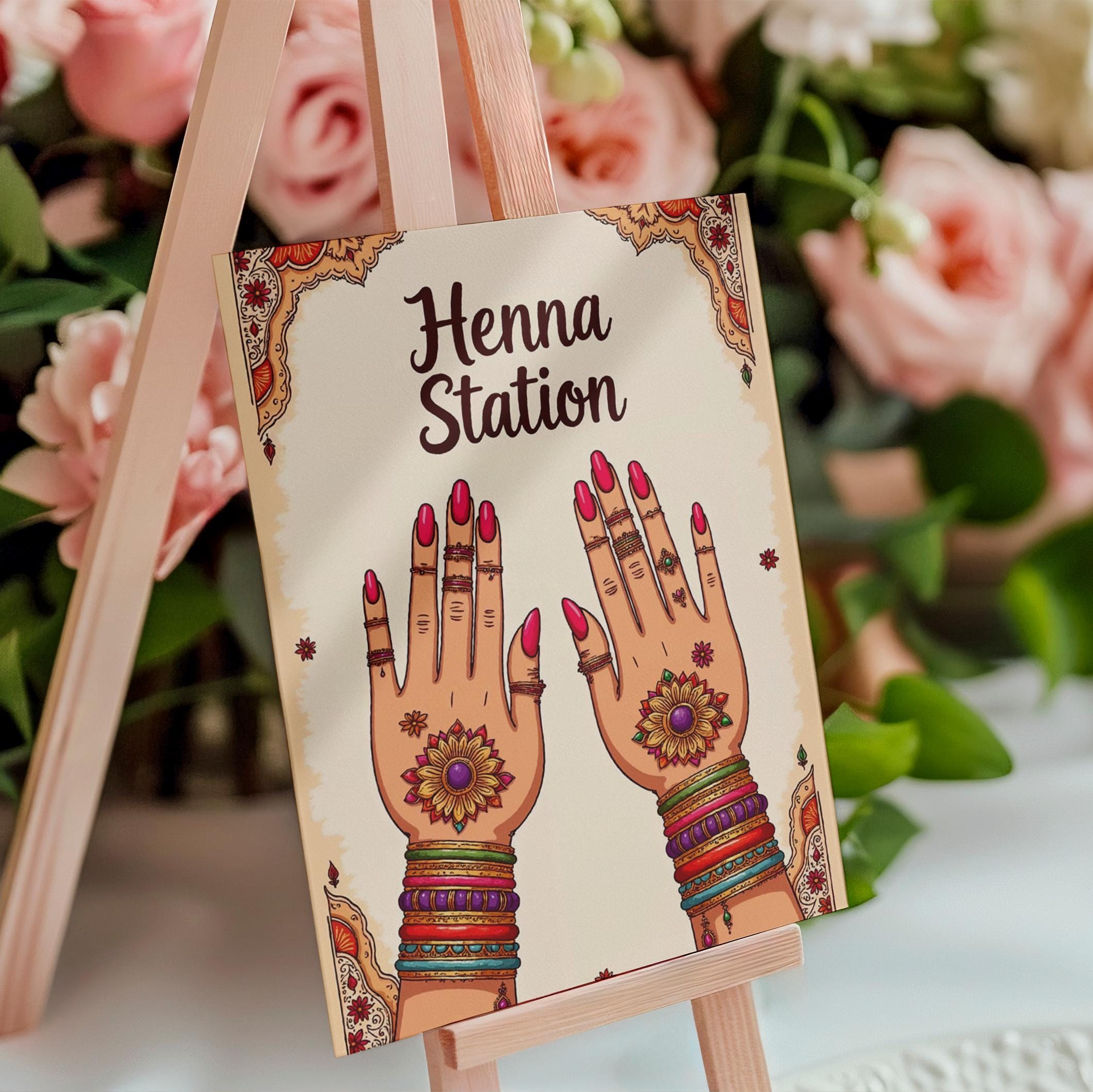 Henna Station Poster #6 Mehndi Station Table Sign | Mehndi Decor ...