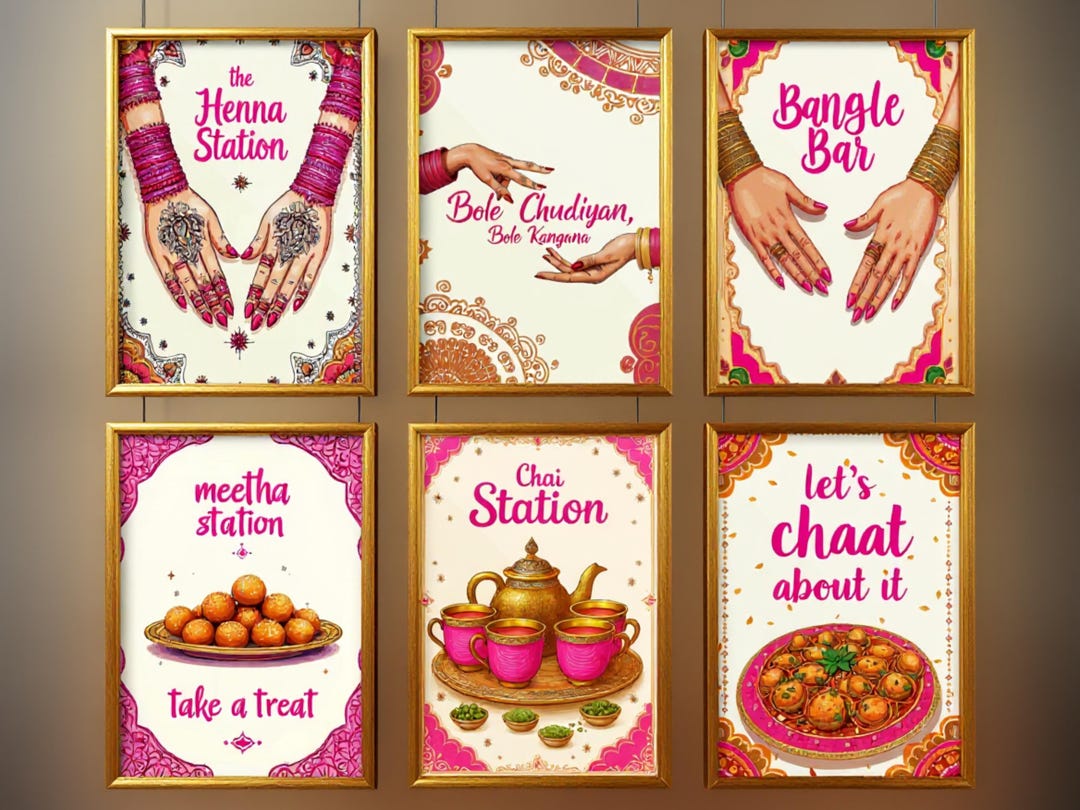 PINK Mehndi Decor Bundle Bole | Chudiyan Bangle Station Henna Station ...