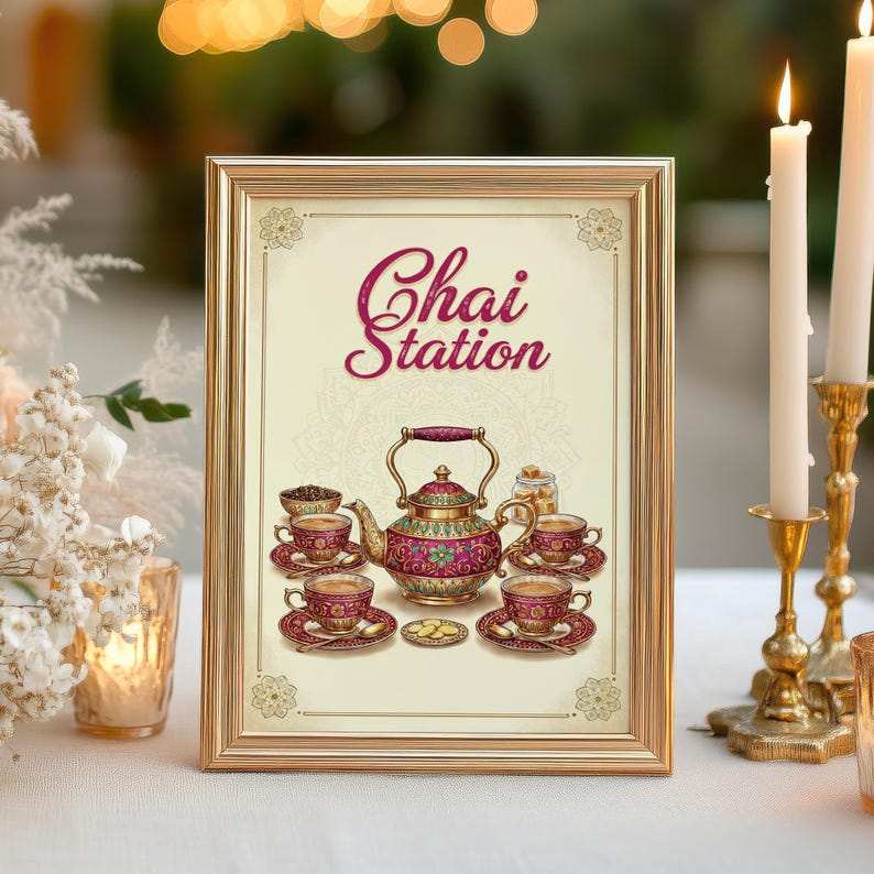 Tea Chai Station Sign | Mehndi Decor Dholki Decor | Food Table Sign ...