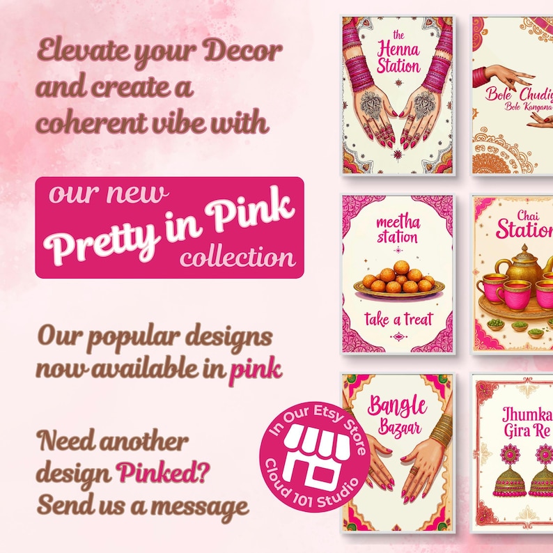 PINK Mehndi Decor Bundle Bole | Chudiyan Bangle Station Henna Station ...