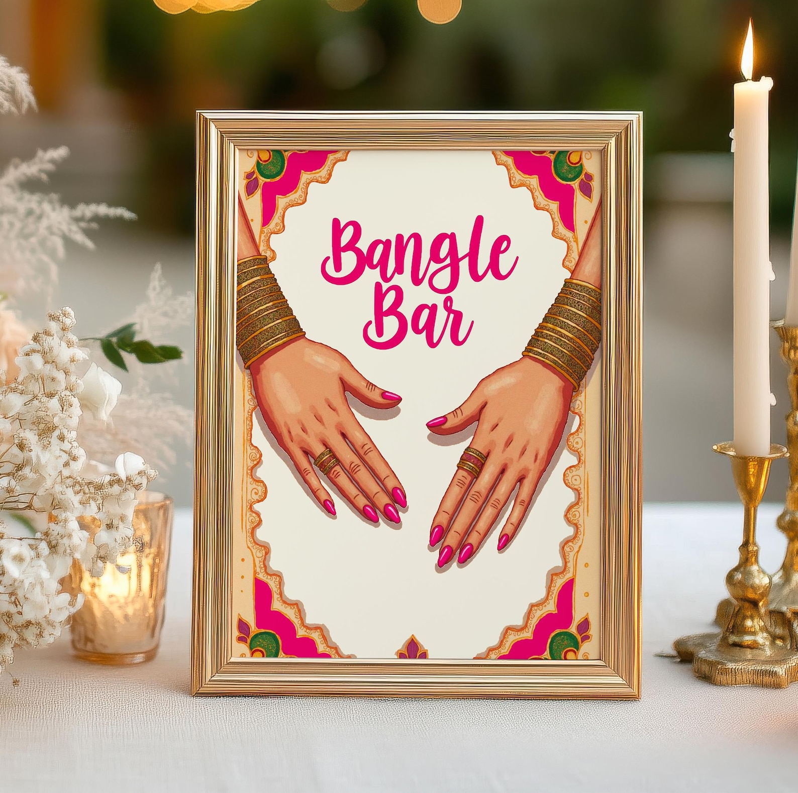 PINK Mehndi Decor Bundle Bole | Chudiyan Bangle Station Henna Station ...