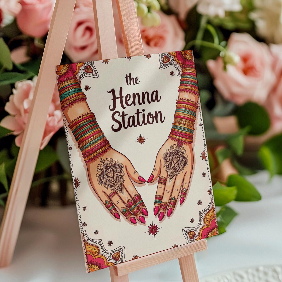 Henna Station Poster 001 Mehndi Station Table Sign | Mehndi Decor ...