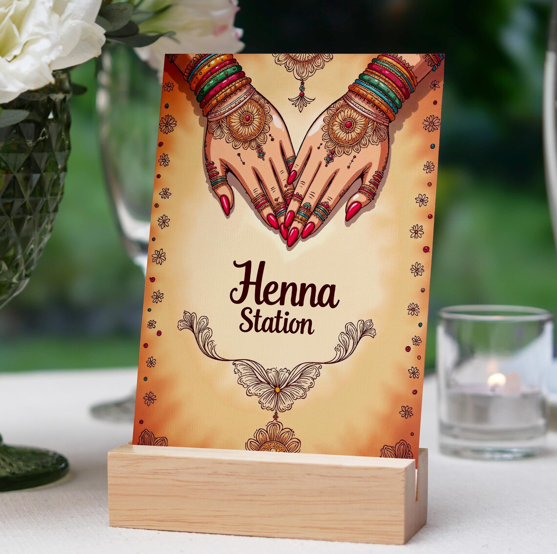 Henna Station Poster #12 Mehndi Station Table Sign | Mehndi Decor ...