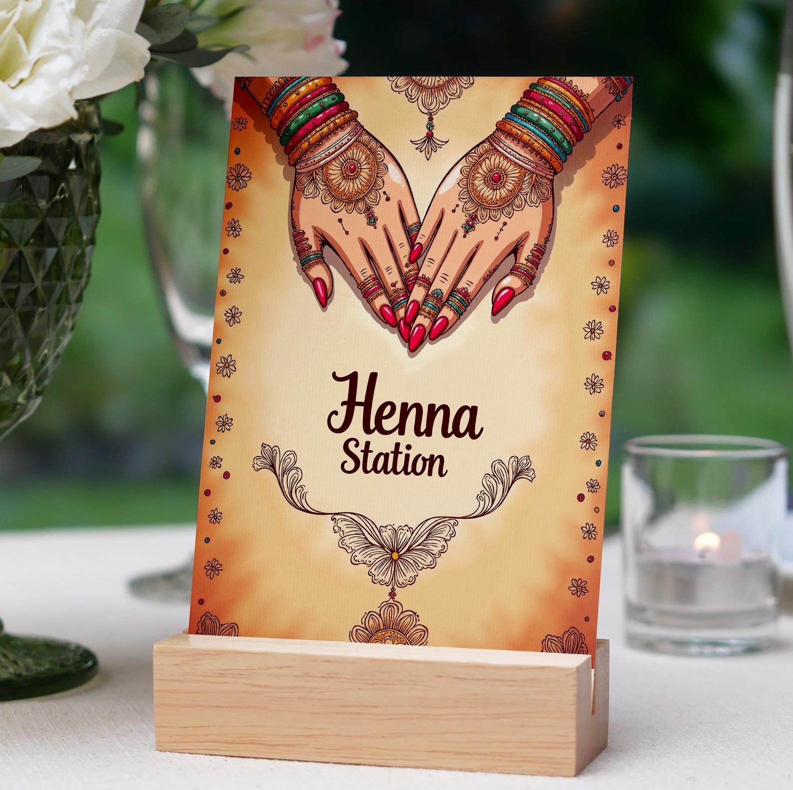 Henna Station Poster #12 Mehndi Station Table Sign | Mehndi Decor ...