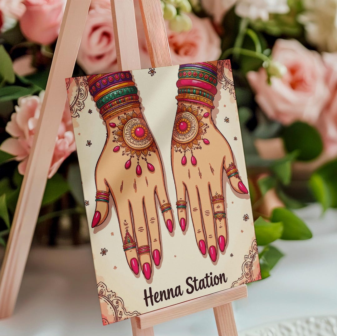 Henna Station Poster #13 Mehndi Station Table Sign | Mehndi Decor ...