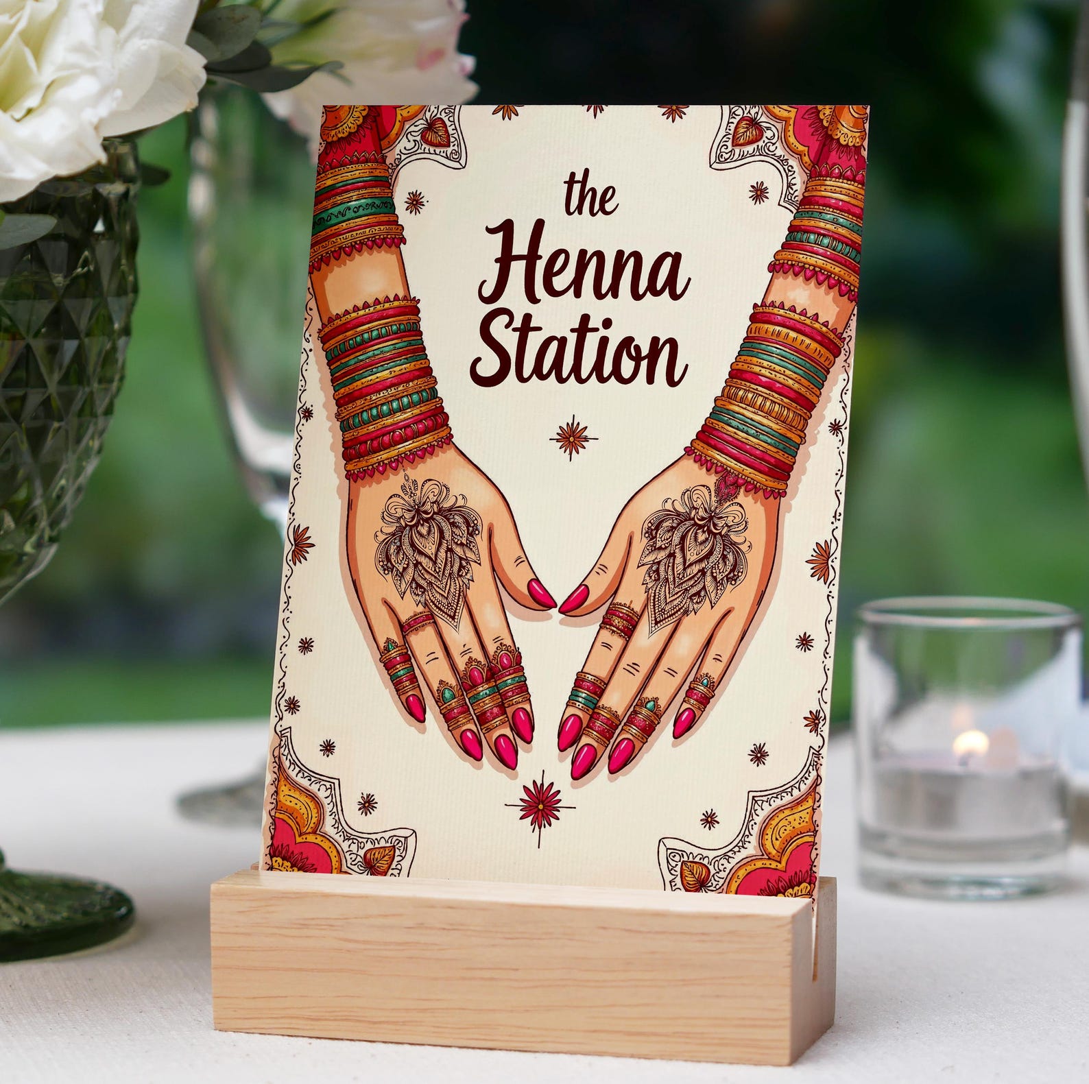 Henna Station Poster 001 Mehndi Station Table Sign | Mehndi Decor ...