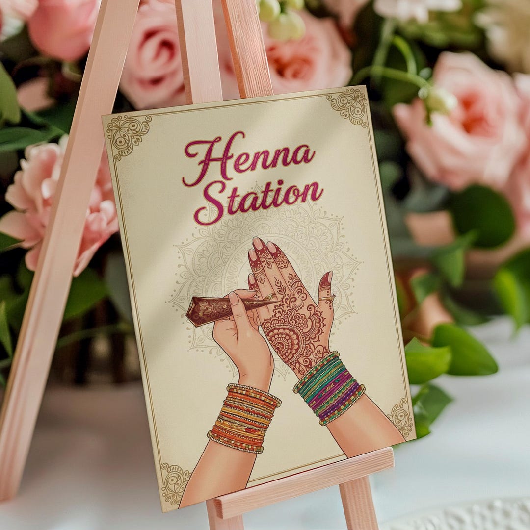 Henna Sign | Mehndi Signs Mehndi Bazaar Dholki Decor Welcome Sign Table ...