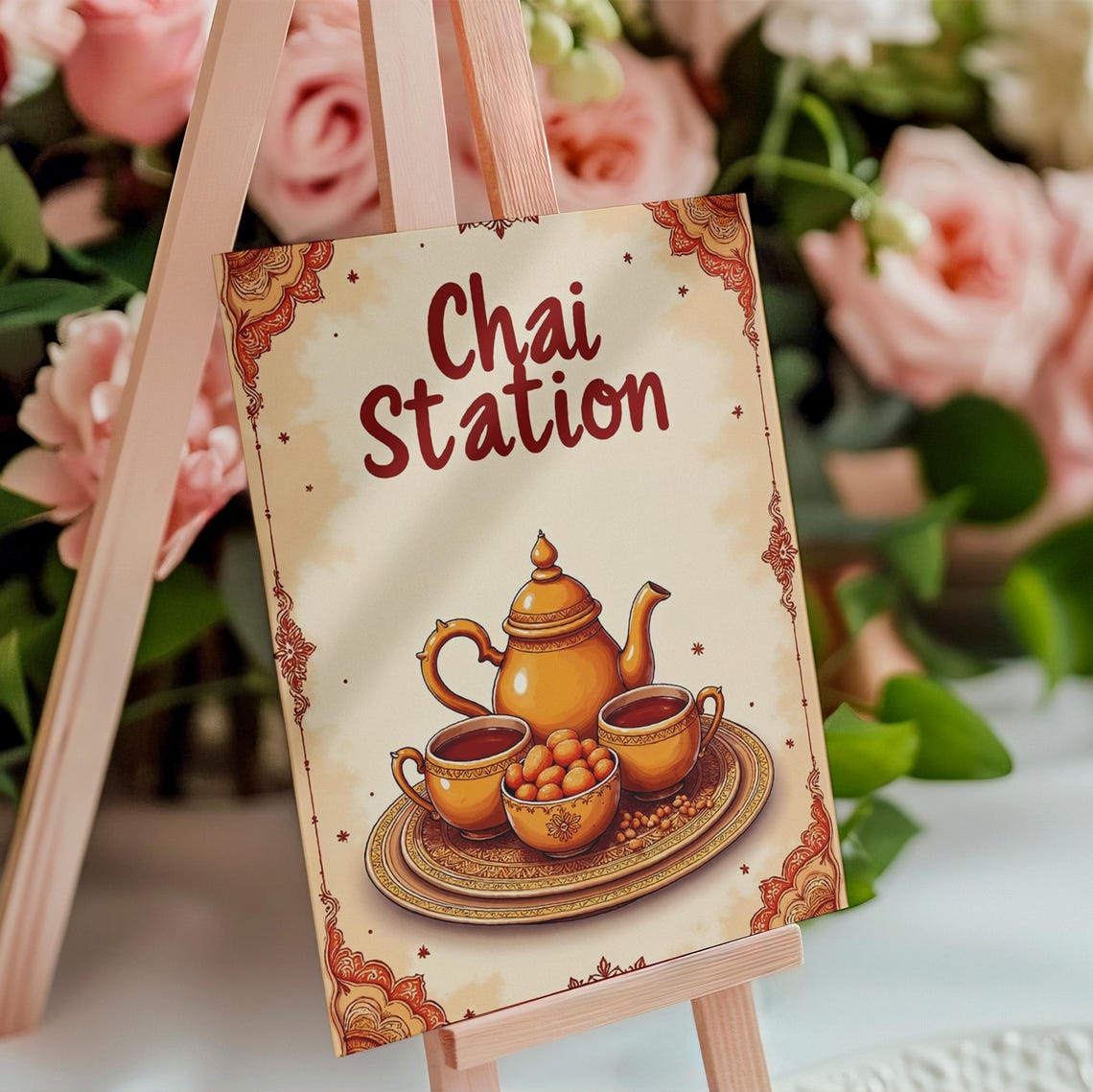 Tea Chai Station 003 | Mehndi Decor | Dholki Party Decor | Food Table ...
