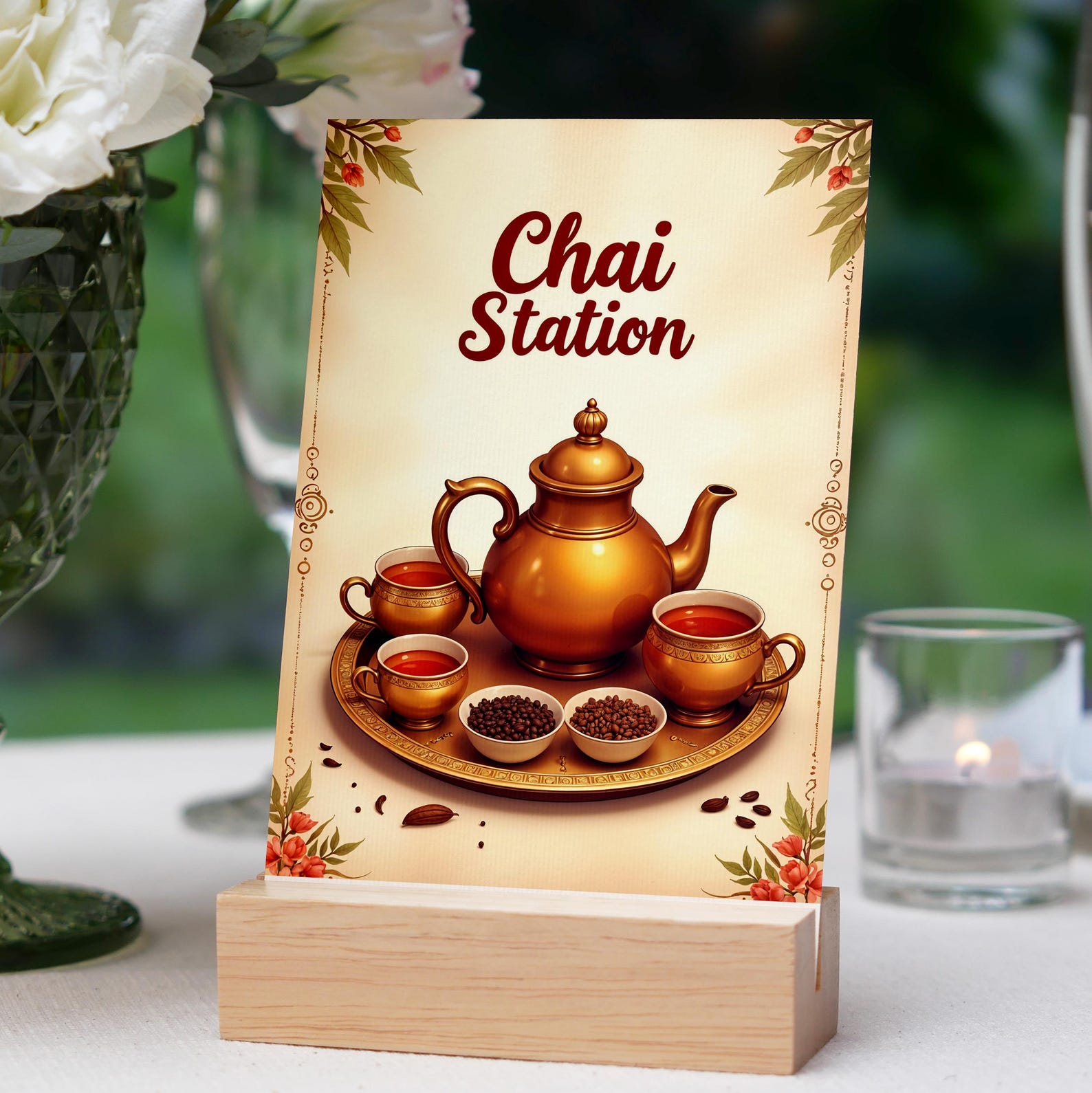 Tea Chai Station 008 | Mehndi Decor | Dholki Party Decor | Food Table ...