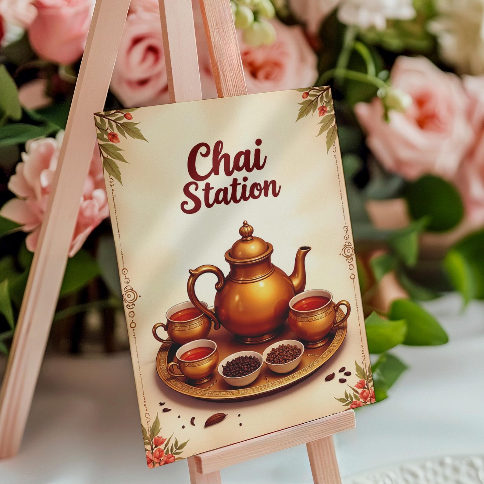 Tea Chai Station 008 | Mehndi Decor | Dholki Party Decor | Food Table ...