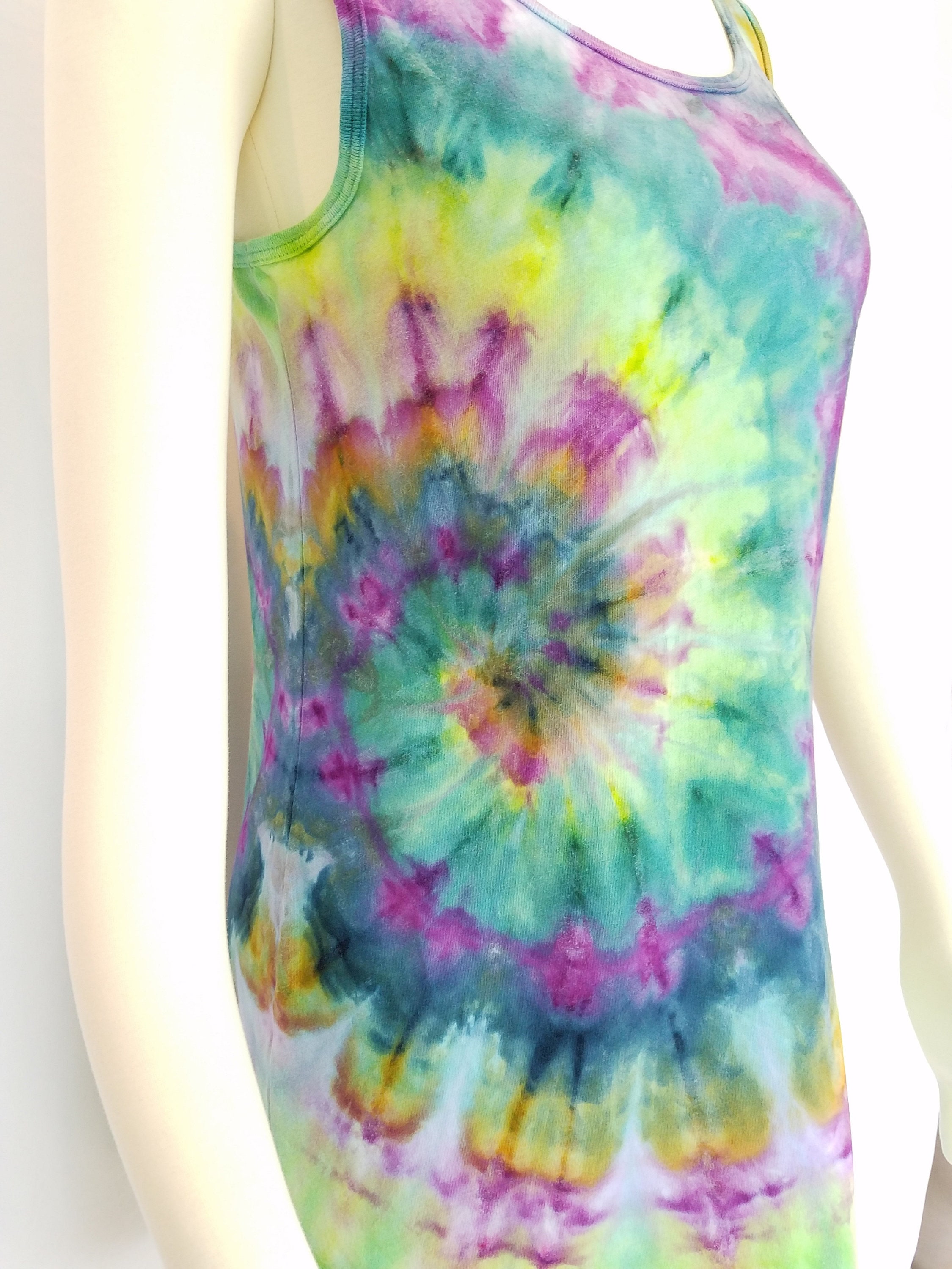 Tie Dye Cover Up - Size XL - Mini Tank Dress - Ice Dyed - Sleeveless ...