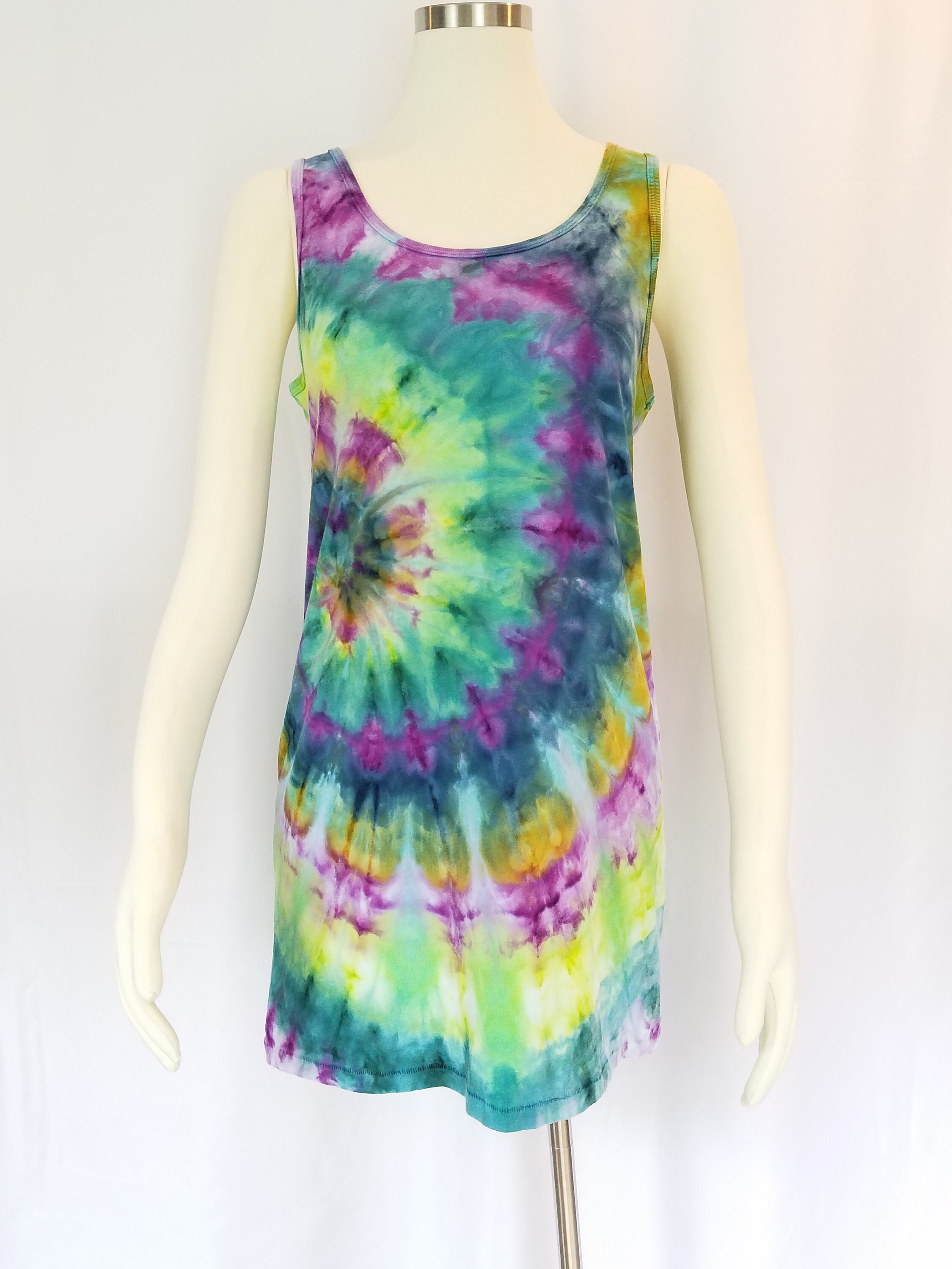 Tie Dye Cover Up - Size XL - Mini Tank Dress - Ice Dyed - Sleeveless ...