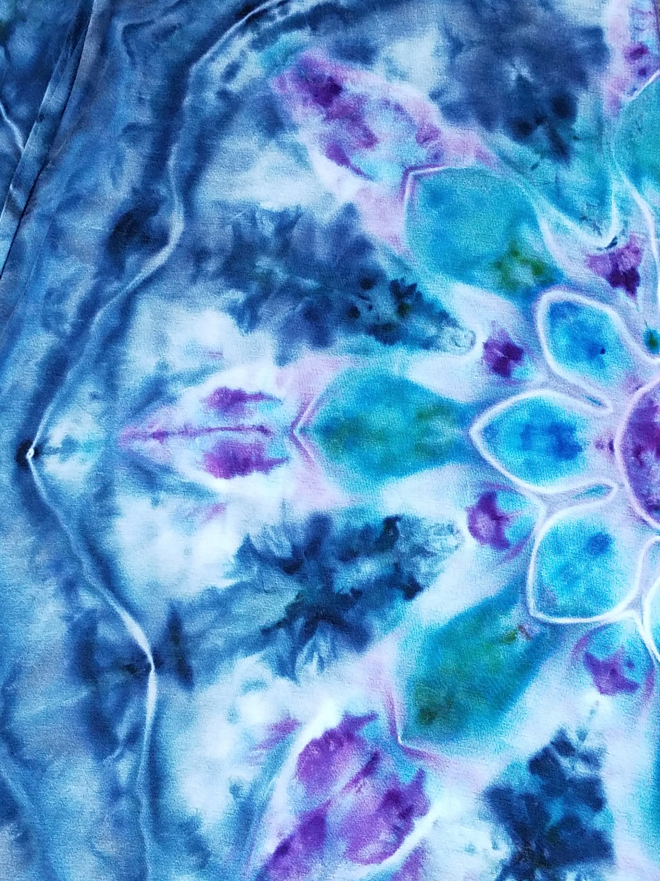 Tie Dye Palazzo Pants Size Xl To Xxl Ice Dyed In Blues With Flowers