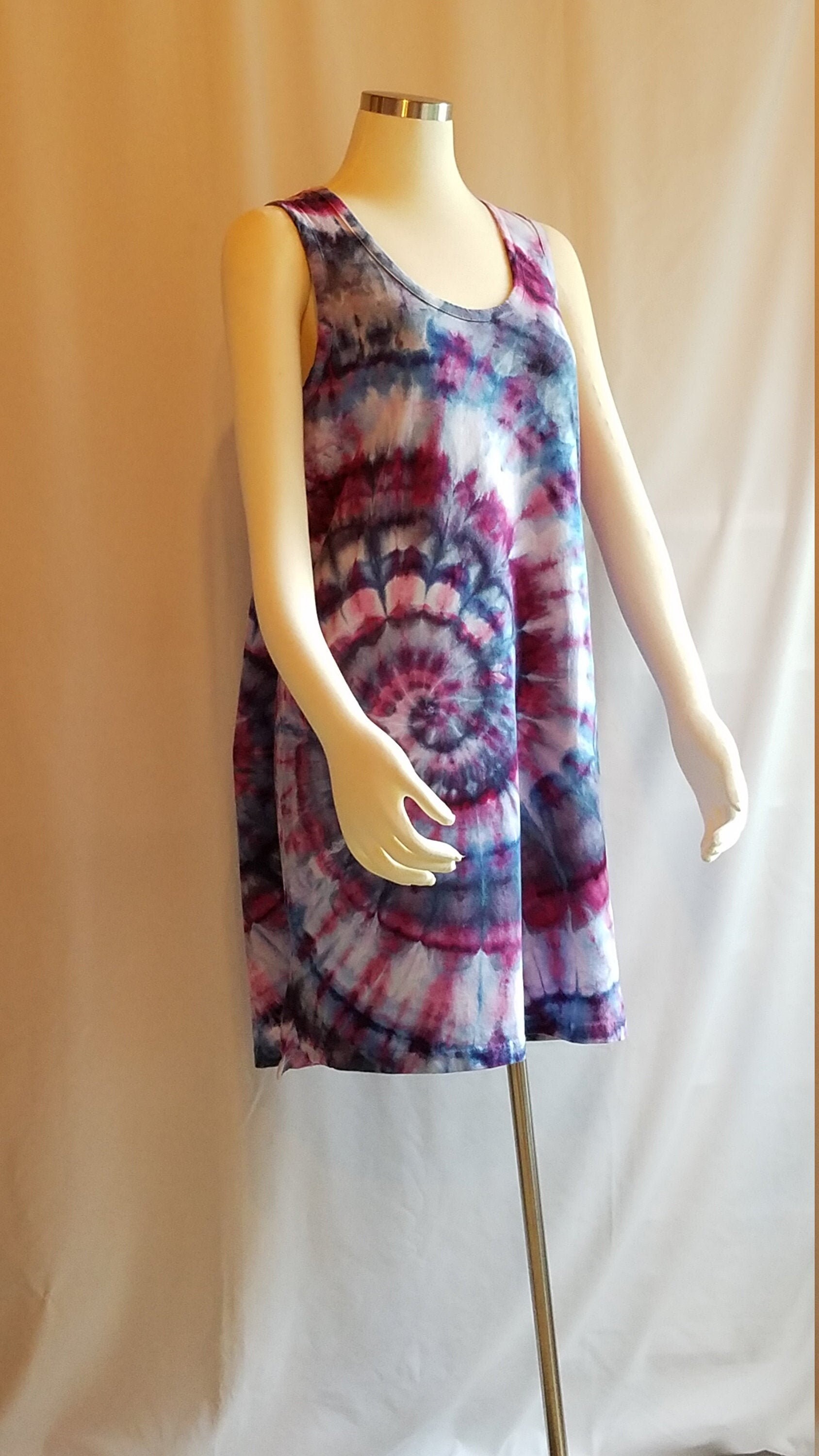 Size XL - Tie Dye Dress - Racerback -Cover Up - Ice Dye Tank Dress