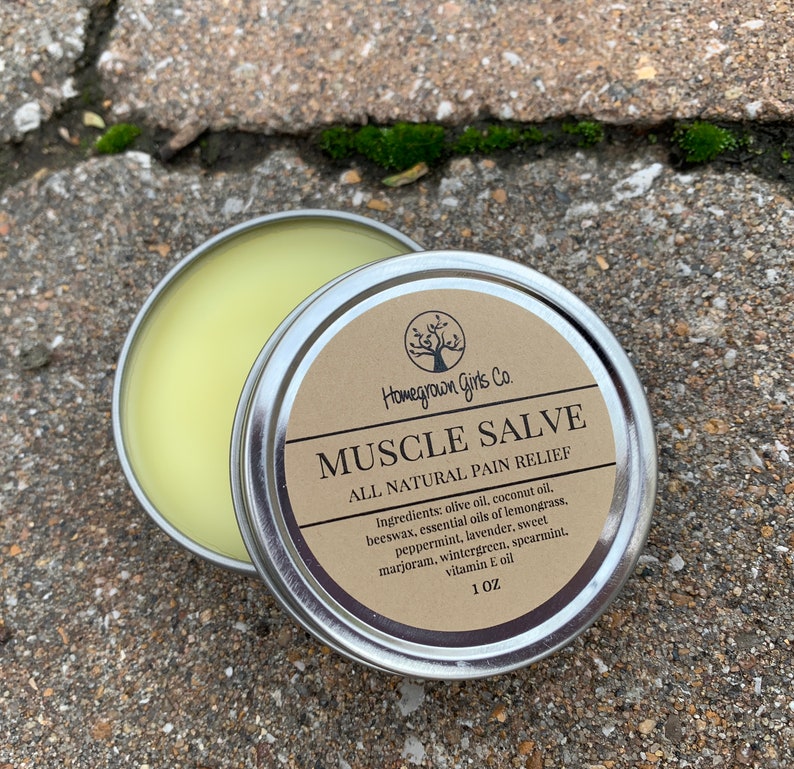 All Natural Muscle Salve: Essential Oil Pain Relief - 2 Oz Tin - Etsy